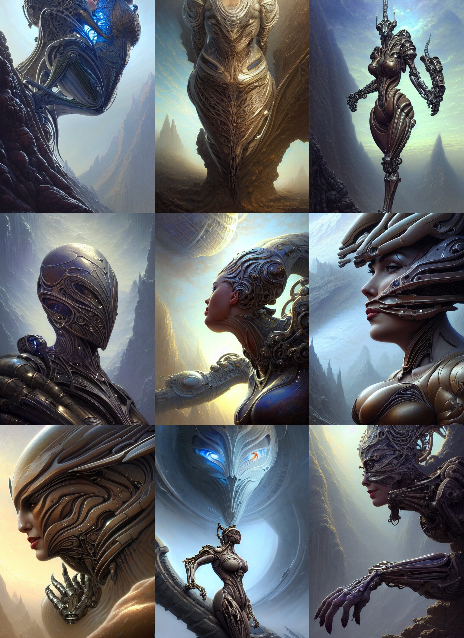 Lexica - Closeup portrait shot of a large strong female biomechanic ...