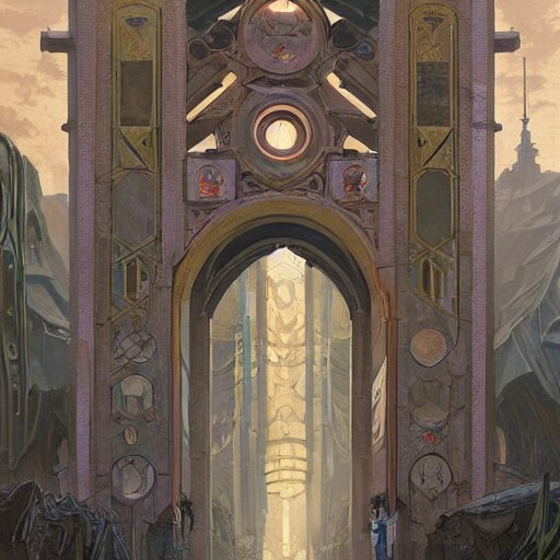 Lexica - Immense art deco archway leading into byzantine arcology with ...