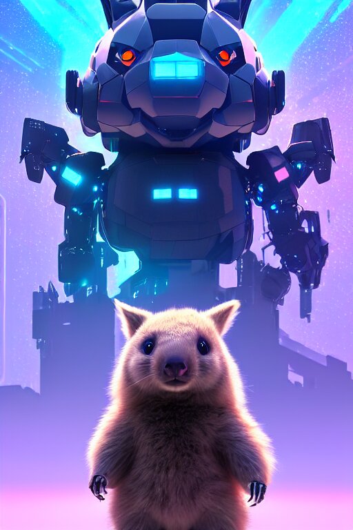 high quality 3 d render sci - fi very cute mecha & fluffy! womba ...