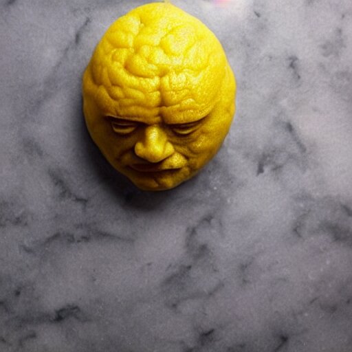 Lexica - A lemon sculpted in the shape of Dwayne Johnson's head