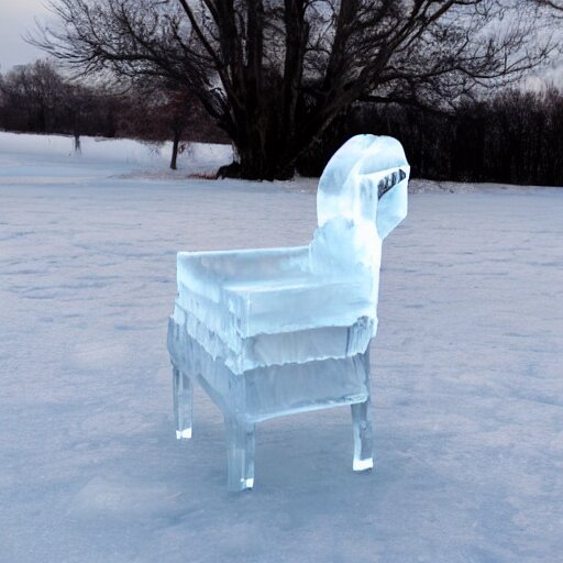 Lexica - A chair made of ice with a dog made of ice sitting on it ...
