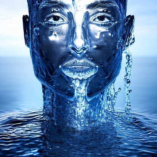 Lexica - Water artwork manipulation in the shape of a human head, on ...