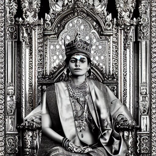 Lexica - The queen of india sitting on a throne, moody atmosphere ...