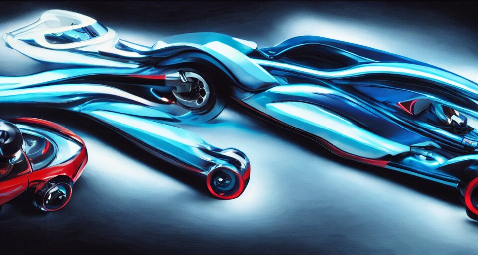 Lexica - Dream tron tesla light cycle race, hot wheels, overhead view ...