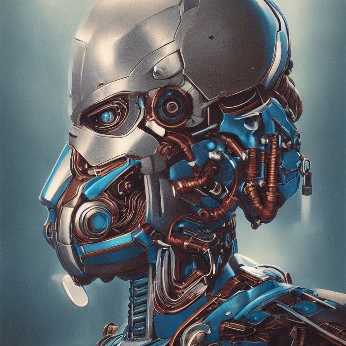 Lexica - Portrait of a cyan ultron from age of ultron, clockwork ...