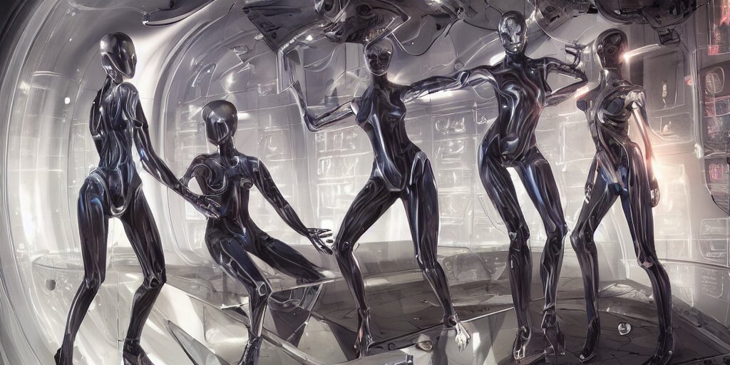 Lexica - Androgynous cyborgs creating humans in a sophisticated bio lab ...