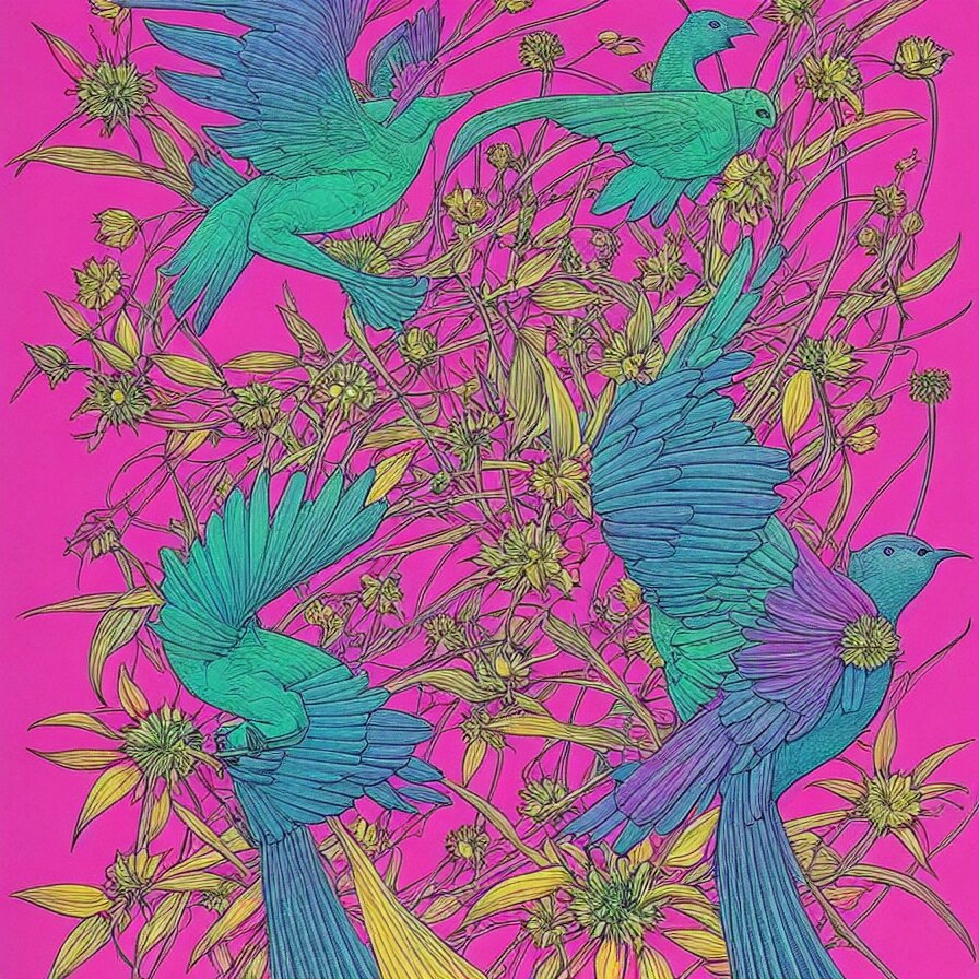 Lexica - ( ( ( ( beautiful flowers and birds, surrounded by decorative ...