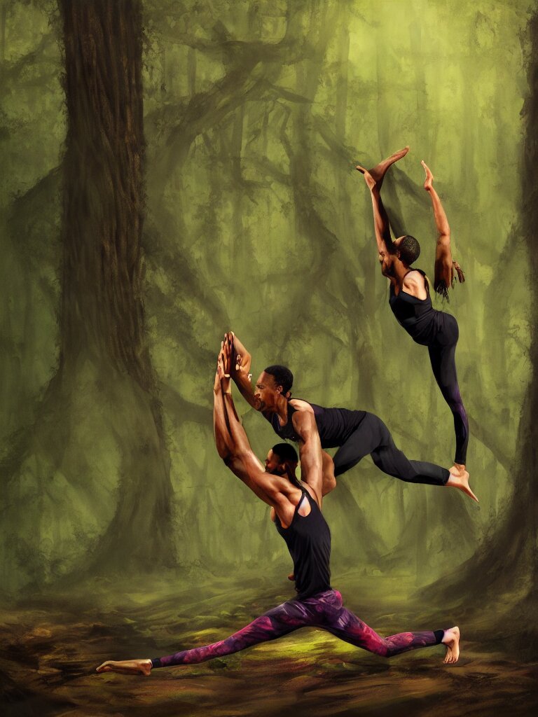 Lexica - Lebron james doing yoga in the forest, epic dark fantasy ...