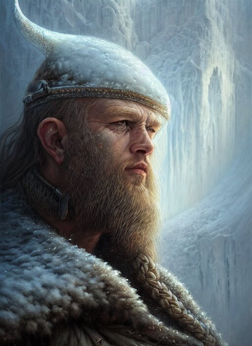 Lexica - Closeup portrait shot of a snow viking in a scenic dystopian ...