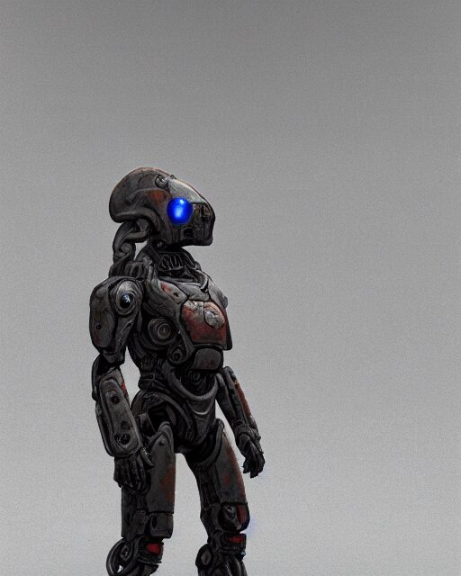 an alien cyborg soldier in power armor, by beksinski, 4 k, devia ...