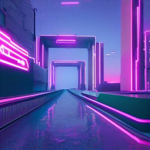 Lexica - Synthwave art of peykan, tehran, octane render, pink neon lights