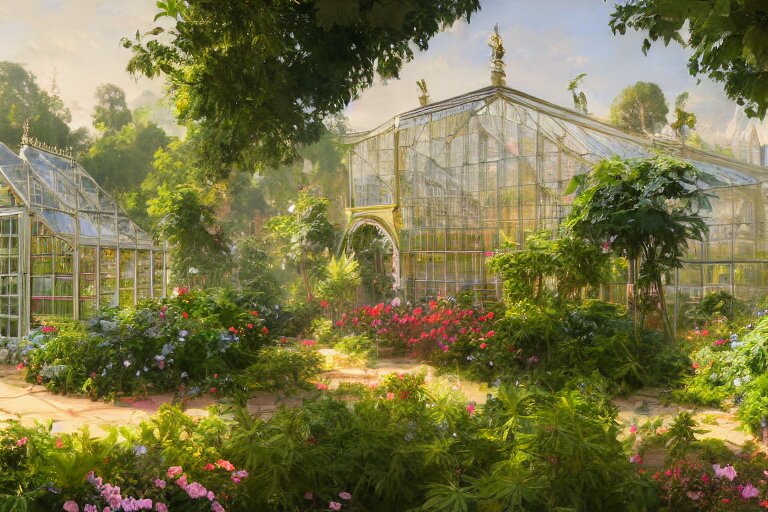 Lexica - Weed greenhouse, rococo style, greek architecture, green ...