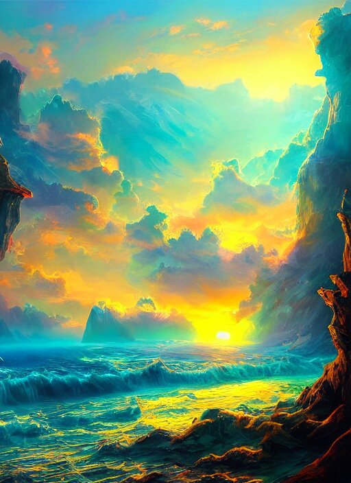 Lexica - A beautiful concept art painting of a sunrise on a peruvian ...