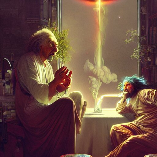 Lexica - Jesus, einstein and darwin are smoking weed, drunk, in the ...