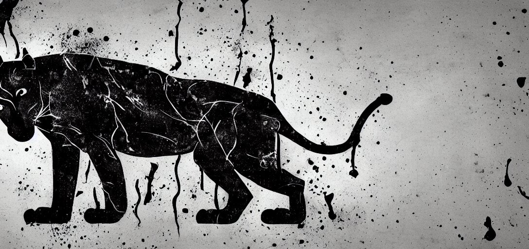 Lexica - A panther, made of tar, in a suburban backyard, sticky, full ...