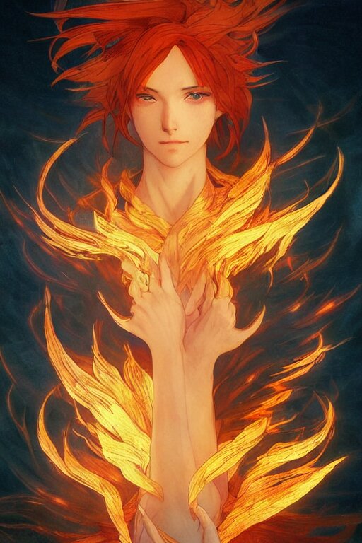 Lexica - A beautiful render of a beautiful female fire sprite, flames ...