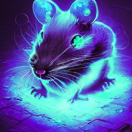 a beautiful full body portrait of a cute cyberpunk rat with biol ...