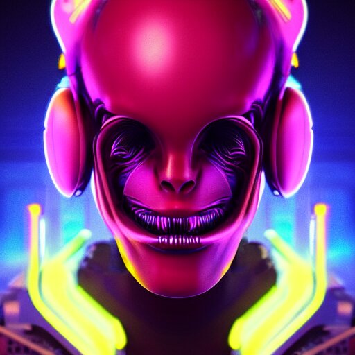 Lexica - Synthwave alien face with neon tattos, detailed face, sharp ...