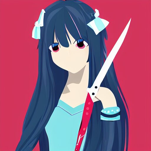 Lexica - Portrait of a cute girl holding scissors, anime, digital art,