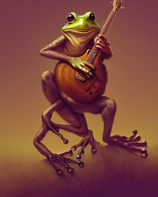 Lexica - Anthropomorphic art of a frog with a guitar, medieval clothing ...