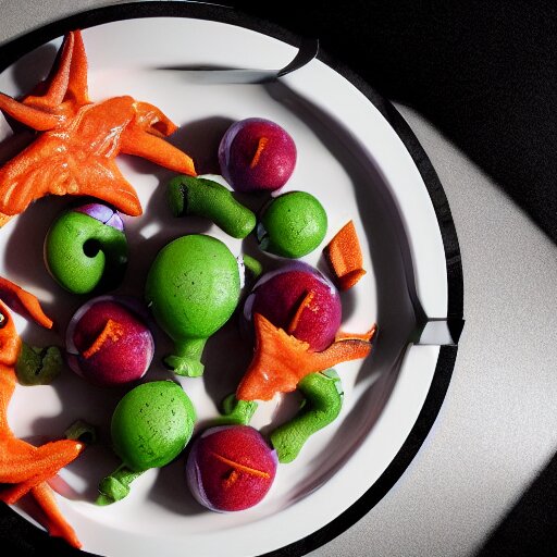 a strange alien meal, photorealistic, 8 k, professional food pho ...