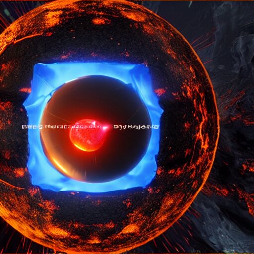 a sphere of molten core, melting sphere, glowing magma sphere, l ...