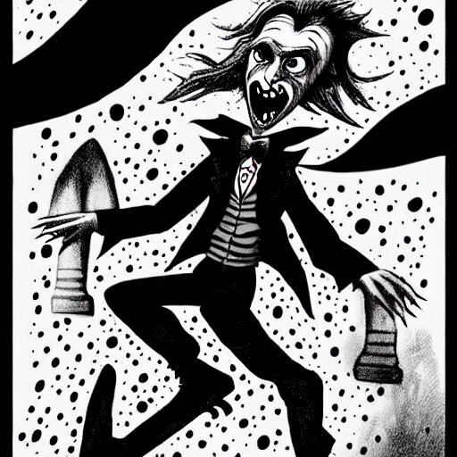 Lexica - Black and white trippy surreal comic art of dracula the ...