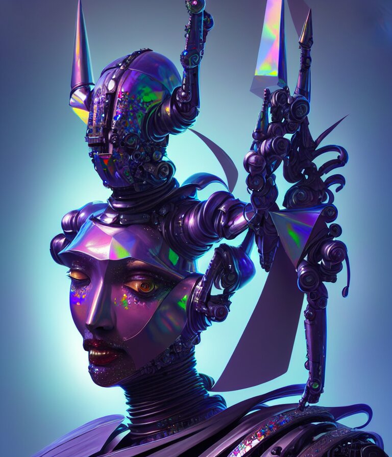 Lexica - Front shot of a court jester character, holographic crystals ...