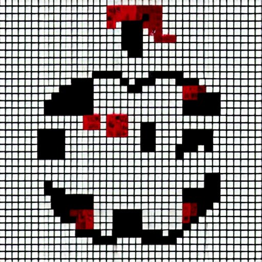 Lexica - An apple pixelated in red and black on a white background ...