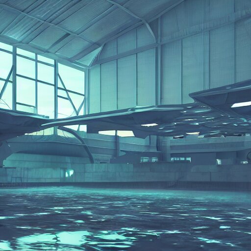 Lexica - Futuristic hangar, crisp, artstation, luxury, beautiful, dim ...