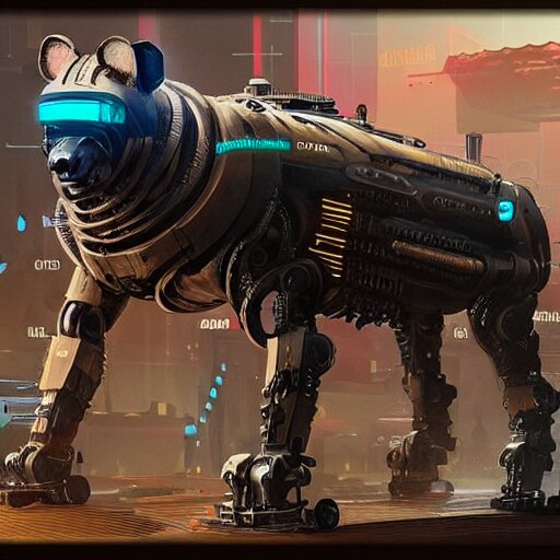 robot hyena, cyberpunk 2 0 7 7 concept art, highly detailed - Arthub.ai