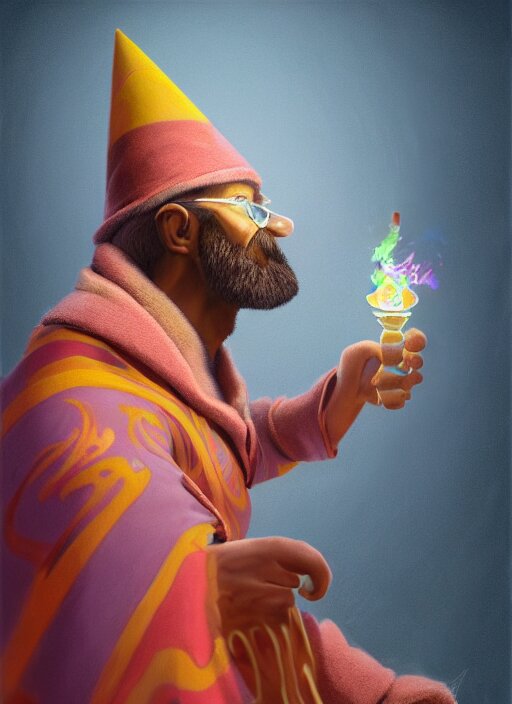 Lexica - An anthropomorphic beautiful male wizard portrait blowing a ...
