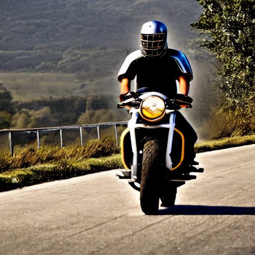 Lexica - Very high quality picture of a knight riding on a motercycle ...