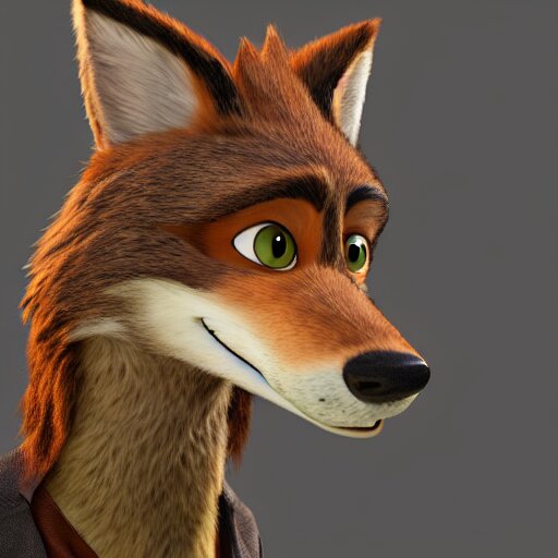 Lexica - Portrait, 3 d render, anthropomorphic coyote male, wearing ...