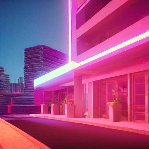 Lexica - Synthwave art of peykan, tehran, octane render, pink neon lights