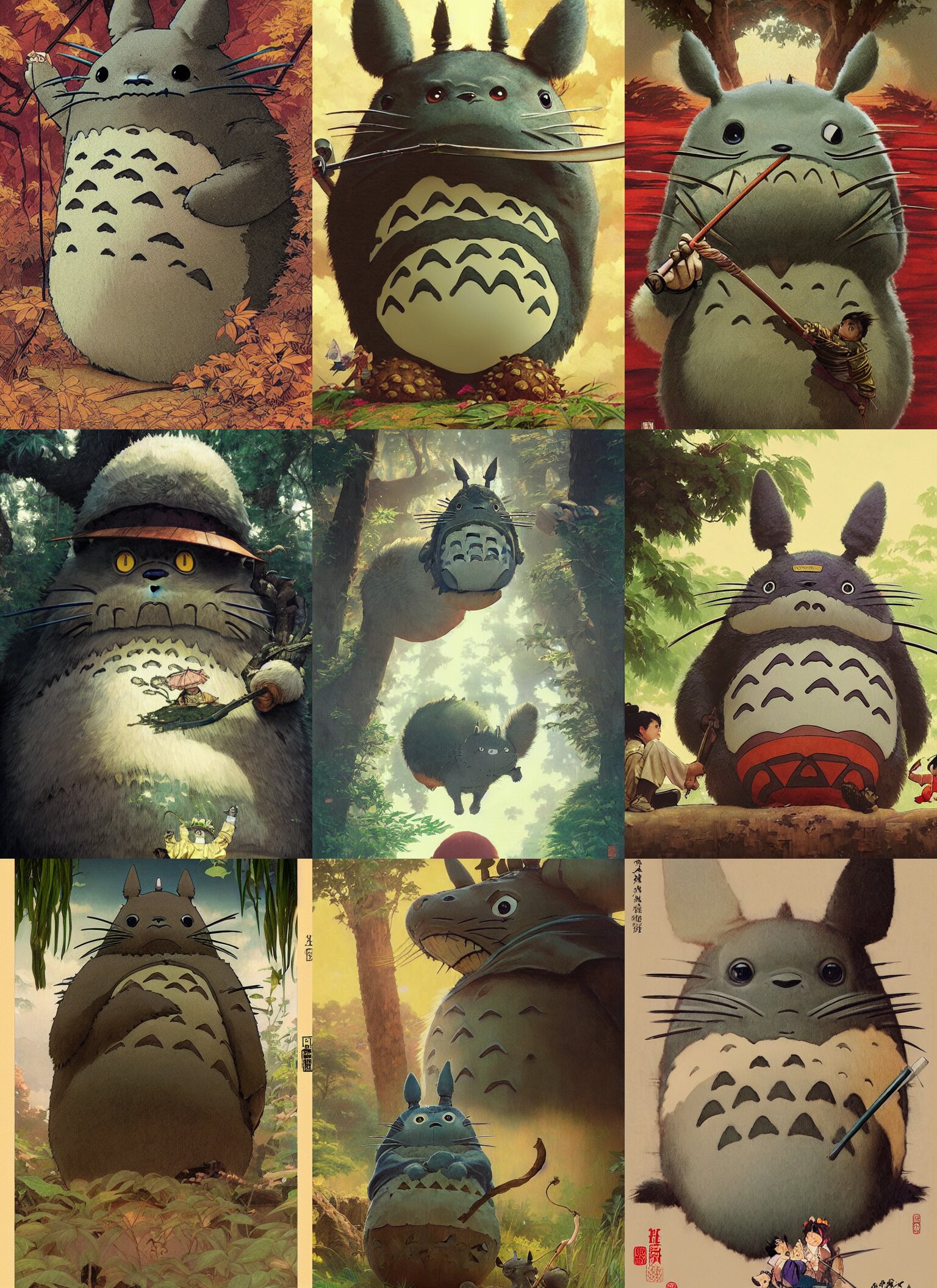 Lexica - Highly detailed totoro portrait, norman rockwell, wuxia art by ...