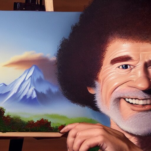 Lexica - A closeup photorealistic photograph of bob ross working on a ...