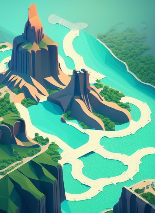 Lexica - A low poly isometric render of niagra falls in the style of ...