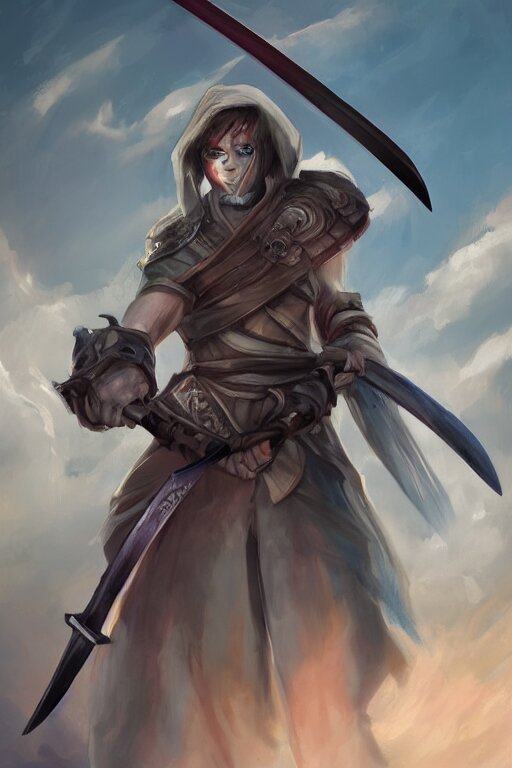 Lexica - Person holding comically large sword, 4 k, digital art ...