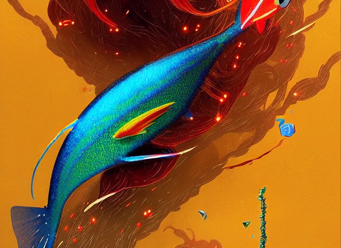 Lexica - Portrait of a neon tetra fish from terraria - dramatic art, by ...