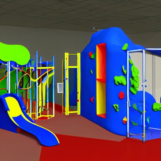 Lexica - An indoor play area with a slide and climbing wall, concept ...