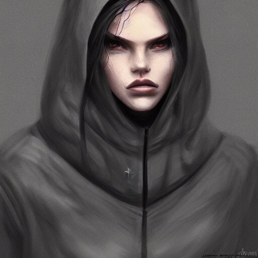 Lexica - Woman wearing hoodie, dark, menacing, artstation, digital art