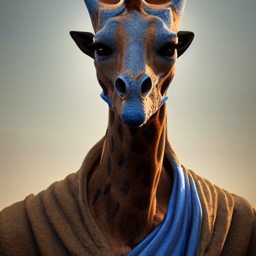 Lexica - A highly detailed portrait of a humanoid giraffe in a blue ...