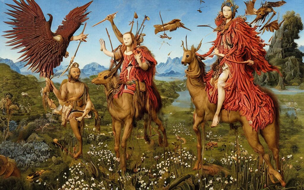 Lexica - A portrait photograph of a meditating harpy and a centaur king ...