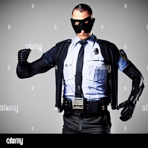 Lexica - A police officer superhero hybrid, posing heroically, stock image