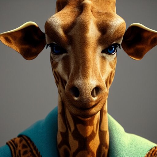 Lexica - A highly detailed portrait of a humanoid giraffe in a blue ...