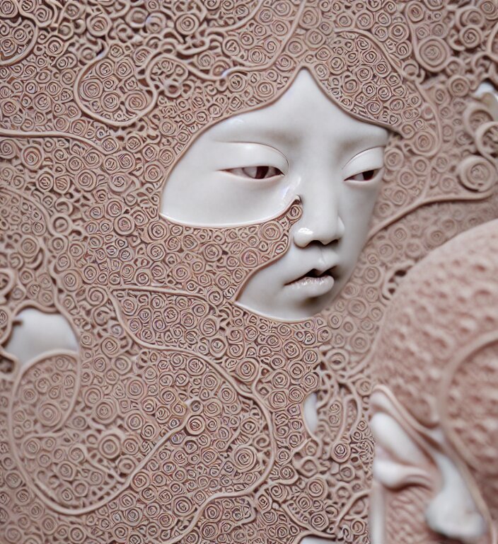 Lexica - Japanese architecture , A Close up photo-real delicate ceramic ...