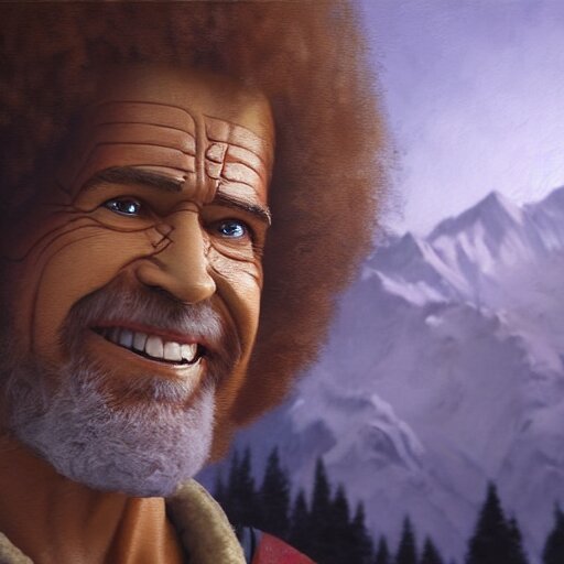 Lexica - A closeup photorealistic photograph of bob ross working on a ...