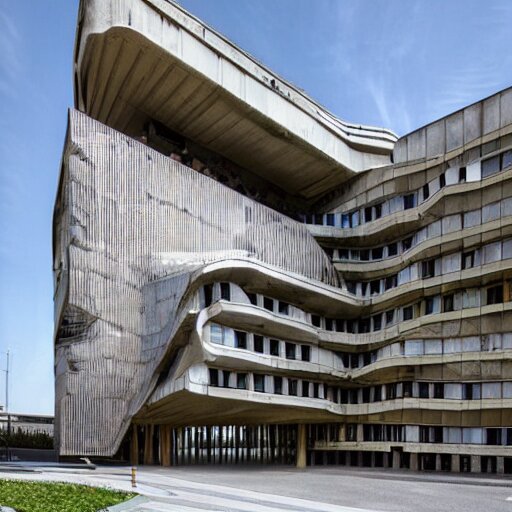 Lexica - A giant library built in brutalist architecture, diverse ...