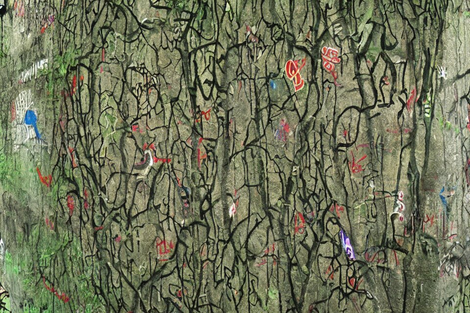 Lexica - Graffiti of a forest on a wall, by birdo, alex maksiov and ...